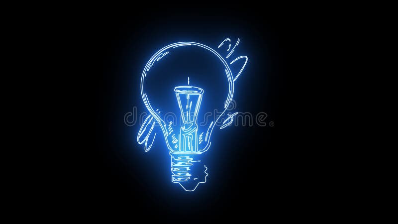 Light Bulb Icon with Blue Neon Effect Stock Footage - Video of ...
