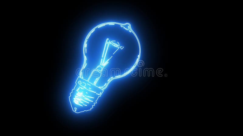 Light Bulb Icon with Blue Neon Effect Stock Footage - Video of creative ...