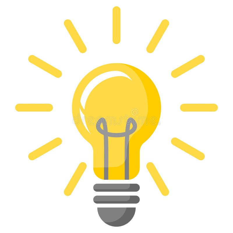 Light Bulb Icon with Bright Glow Isolated on White Editable Vector ...