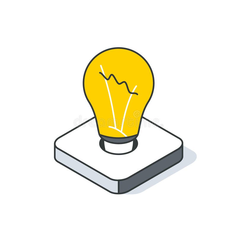 Light Bulb Icon. Concept of a New Idea. Outline Isometric Illustration ...