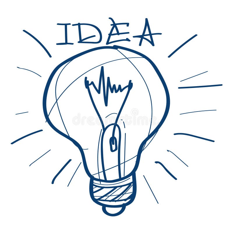 Light Bulb Icon. Design Elements in Hand Drawn Style Stock Illustration ...