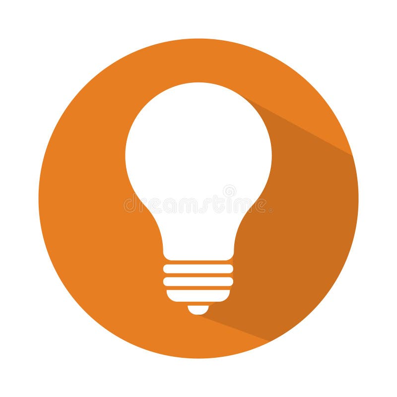 Light Bulb Icon. Flat Design. White Light Bulbs on Orange Background ...