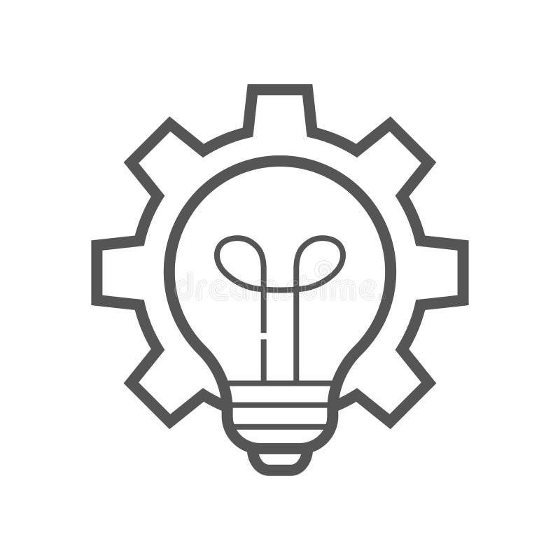 Light Bulb with Gear Wheel Machine Icon Vector. Technology Solutions ...
