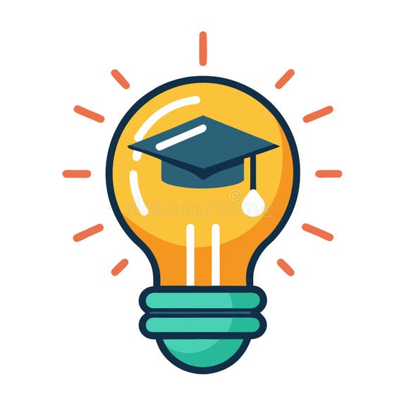 Educational Idea: Light Bulb with Graduation Cap Icon - Creative Learning Concept Stock Vector ...