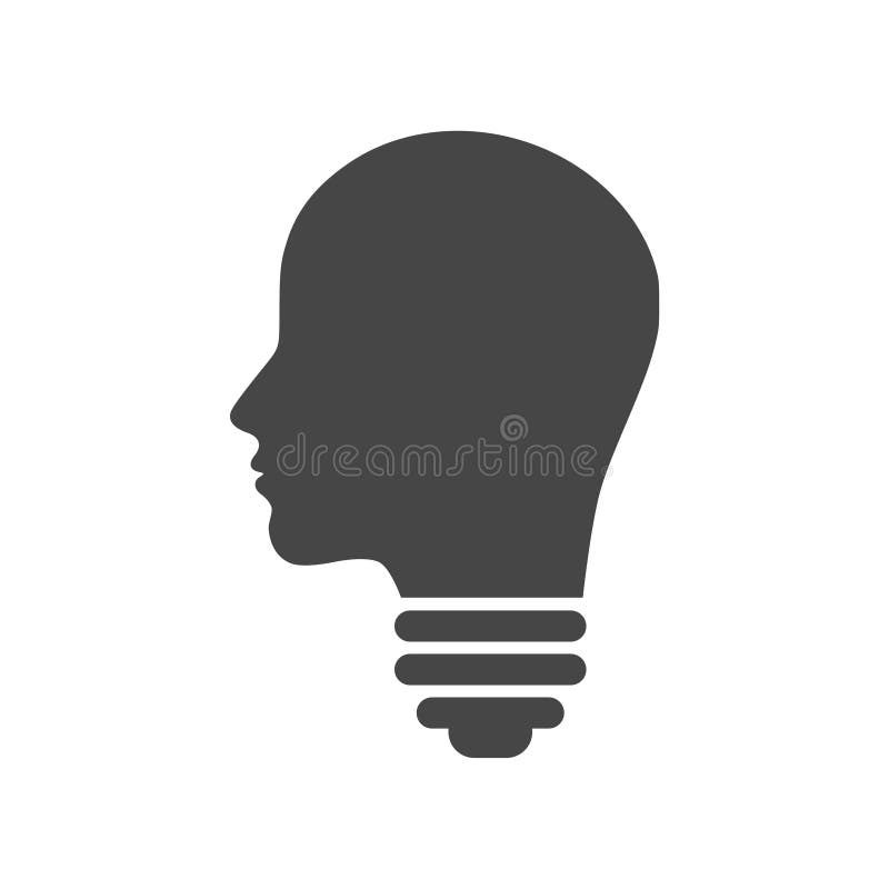 Light Bulb Icon, Human Head, Simple Vector Icon or Logo Stock Vector ...