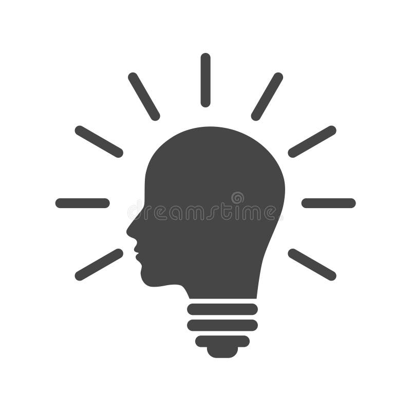 Bulb in Head Icons Set, Idea Head, Pictograph of Bulb Concept Stock ...