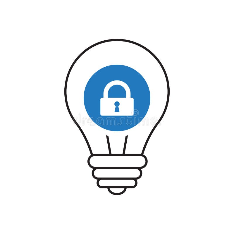 Light Bulb Icon, Idea, Solution, Thinking Icon with Padlock Sign. Light ...