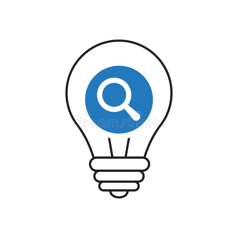 Light Bulb Icon, Idea, Solution, Thinking Icon with Research Sign ...