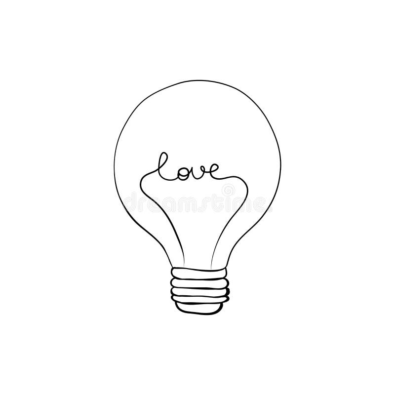 Light Bulb Icon with Love, Hand Draw, Vector Illustration Stock ...