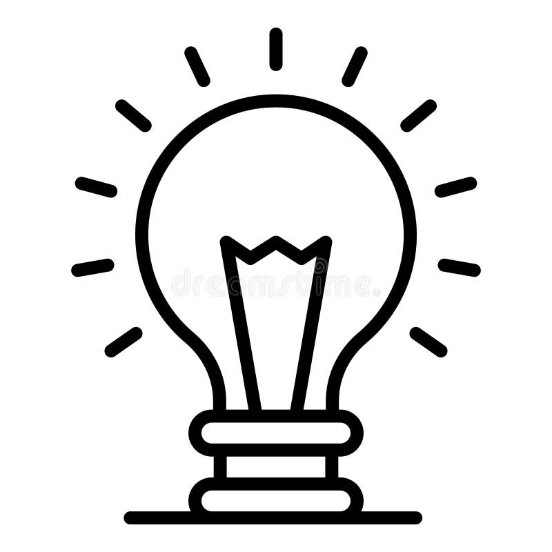 Light Bulb Icon, Outline Style Stock Vector - Illustration of button ...