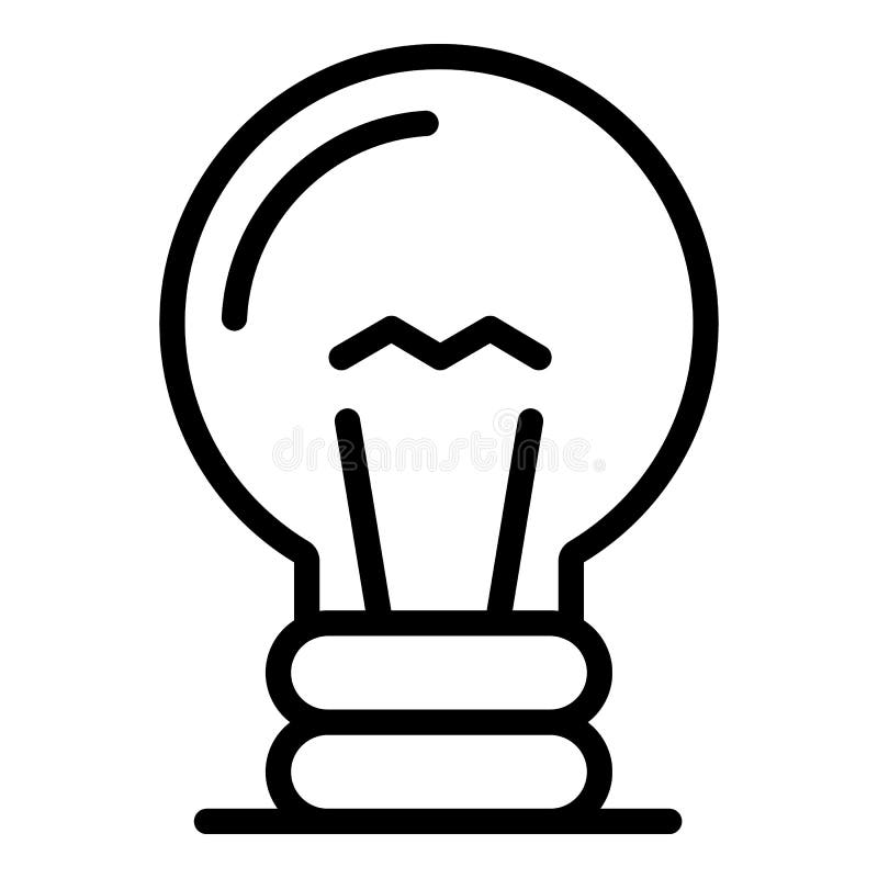 Light Bulb Icon, Outline Style Stock Vector - Illustration of glow ...