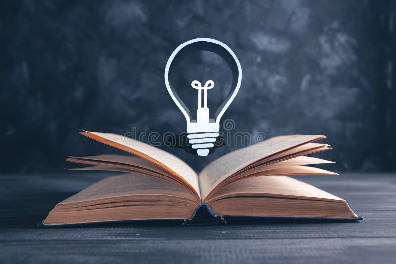 Light bulb and book stock image. Image of study, open - 234157261