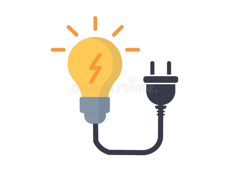 Light Bulb Icon with a Plug . Concept of Connection and Electricity ...