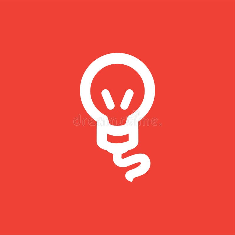 Light Bulb Icon on Red Background. Red Flat Style Vector Illustration ...