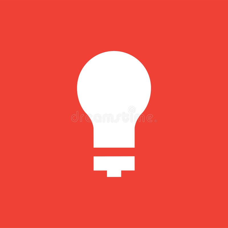 Light Bulb Icon on Red Background. Red Flat Style Vector Illustration ...