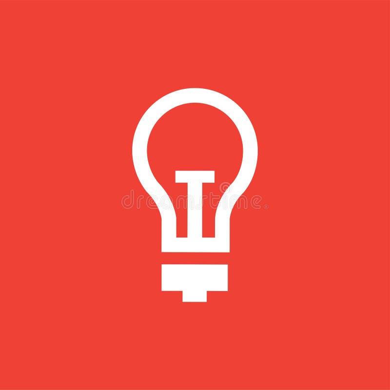Light Bulb Icon on Red Background. Red Flat Style Vector Illustration ...
