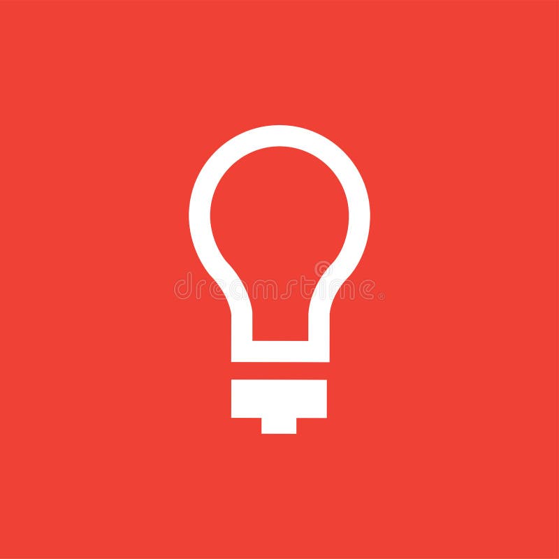 Light Bulb Icon on Red Background. Red Flat Style Vector Illustration ...