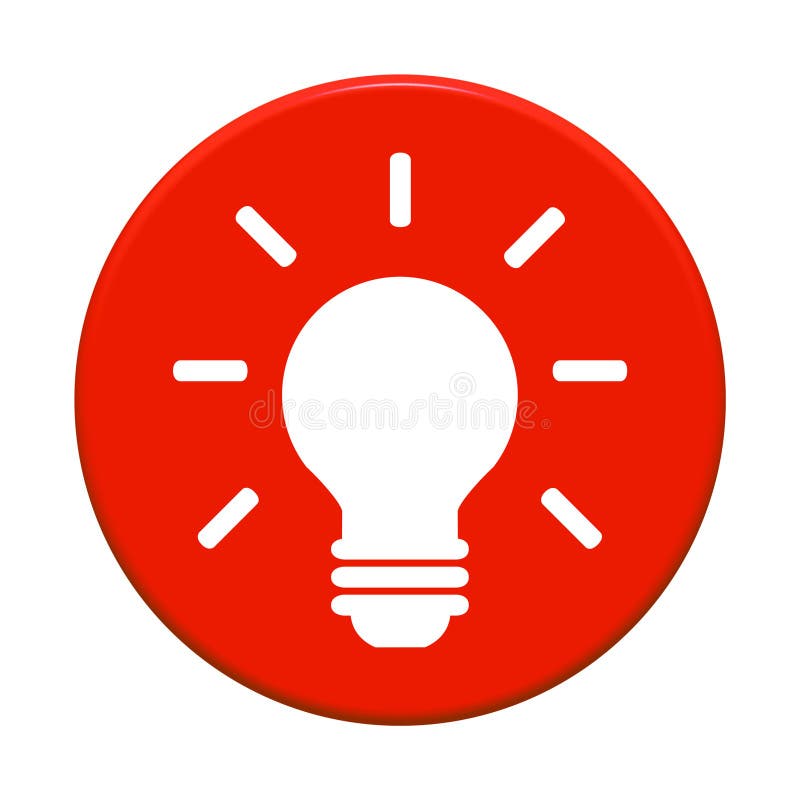 Light Bulb Icon on Red Round Button Stock Illustration - Illustration ...