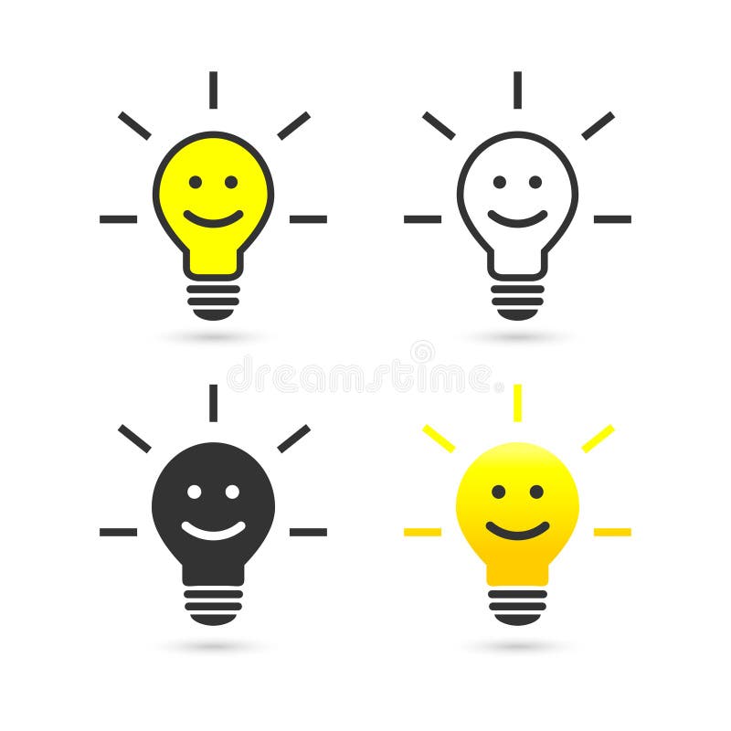 Smiling lightbulb set stock vector. Illustration of lamp - 121038635