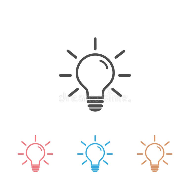 Light Bulb Icon Set. Vector Stock Vector - Illustration of isolated ...