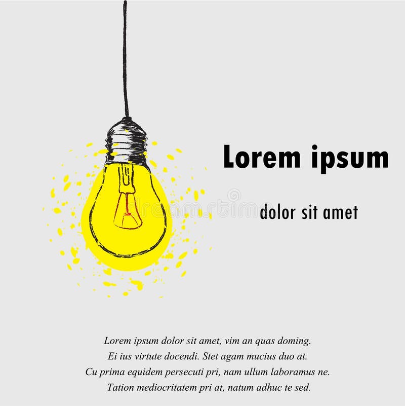 Light Bulb Icon Sketch in Vector. Hand-drawn Doodle Sign Stock Vector ...