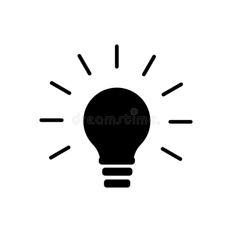 Light Bulb Icon Vector. Black Bulb. Computer Technology. Solution, Idea ...
