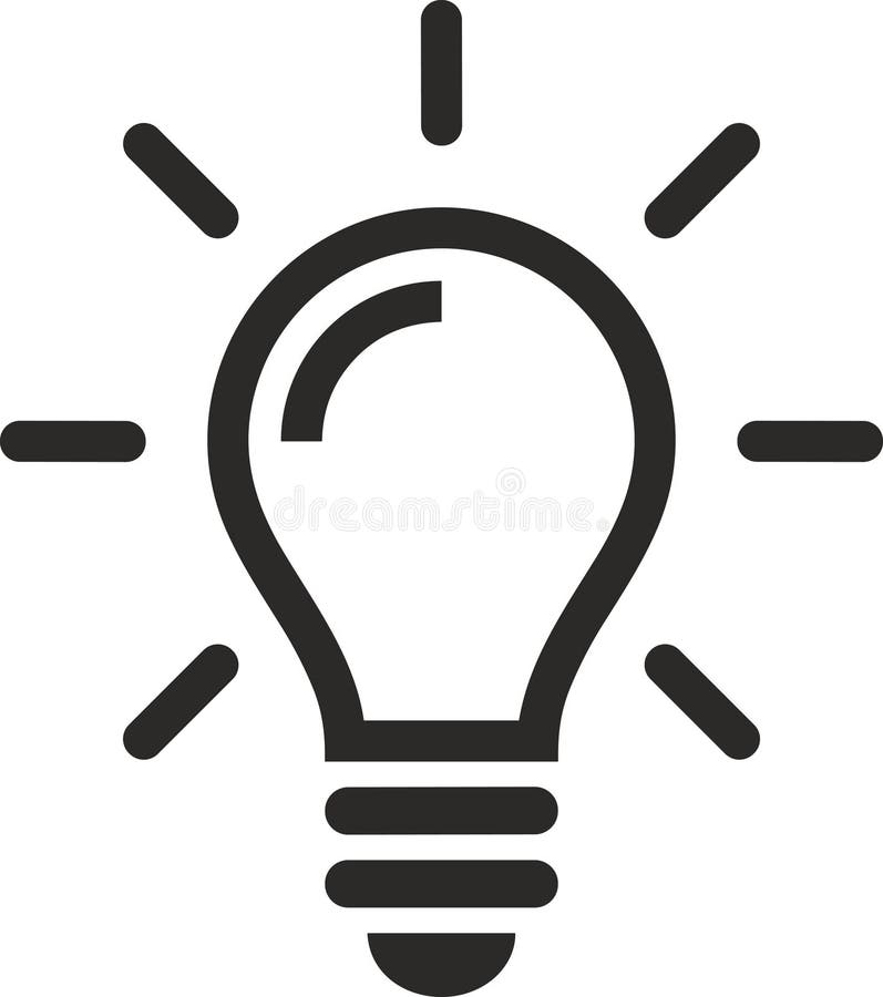 Light Bulb Icon Vector Electric Lamp Thinking Symbol, Solution Symbol ...