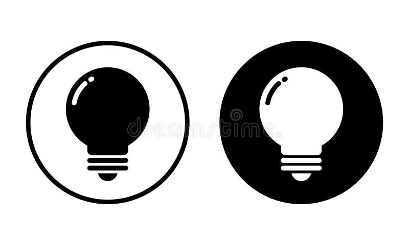 Light Bulb Icon Vector. Lightbulb Sign Symbol on Black Circle Stock ...