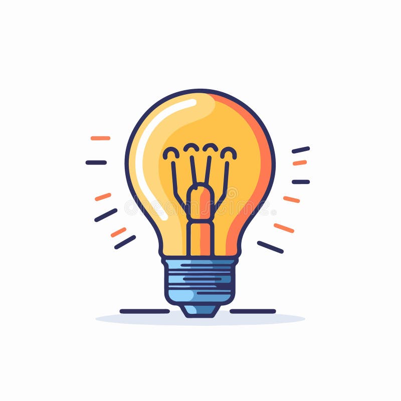 A Light Bulb Icon. White Background. Vector Illustration Logo Stock ...