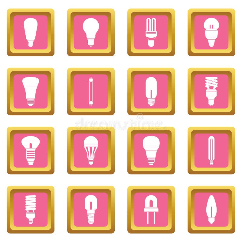 Light bulb icons pink stock vector. Illustration of line - 98507027