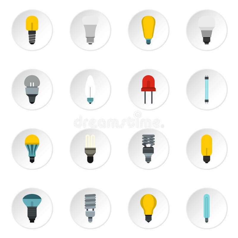 Light Bulb Icons Set, Flat Style Stock Vector - Illustration of ...