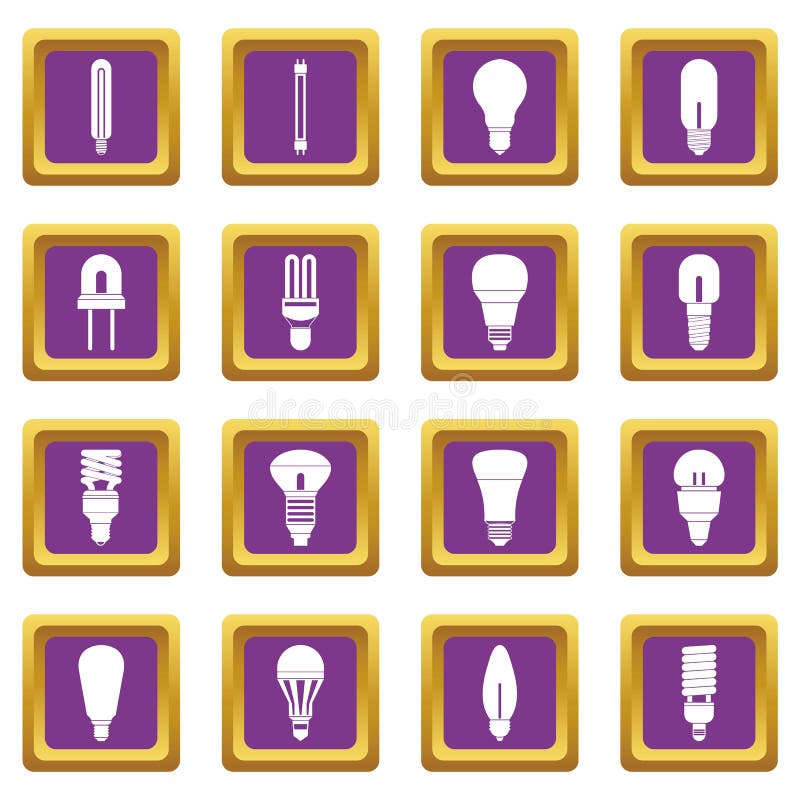 Light Bulb Icons Set Purple Stock Vector - Illustration of idea ...