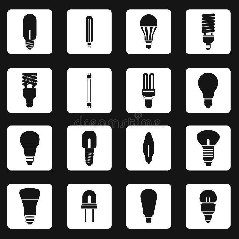 Led bulb icons set stock vector. Illustration of electric - 117979114