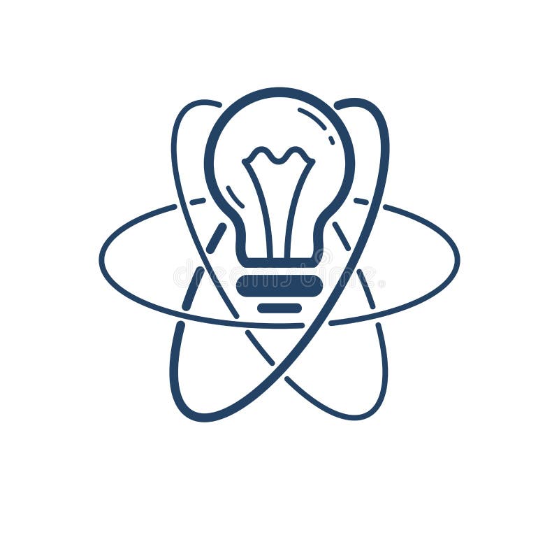 Light Bulb Idea with Atom Vector Simple Linear Icon, Science . Stock ...
