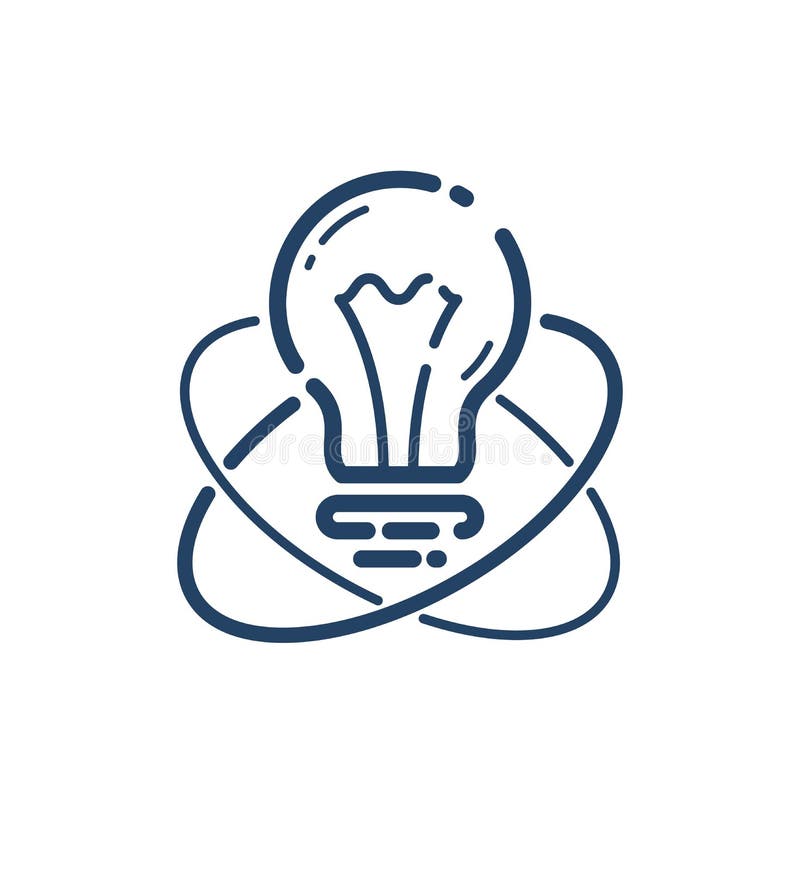Light Bulb Idea with Atom Vector Simple Linear Icon, Science. Stock ...