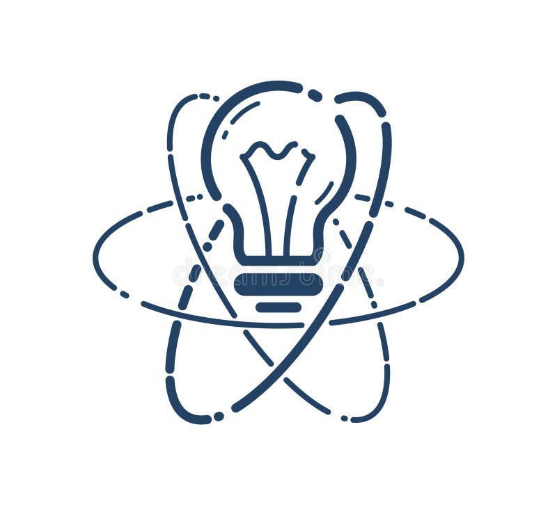 Light Bulb Idea with Atom Vector Simple Linear Icon Stock Vector ...