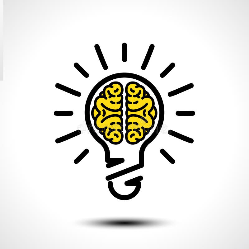 Vector Light Bulb and Brain Icon Stock Vector - Illustration of ...