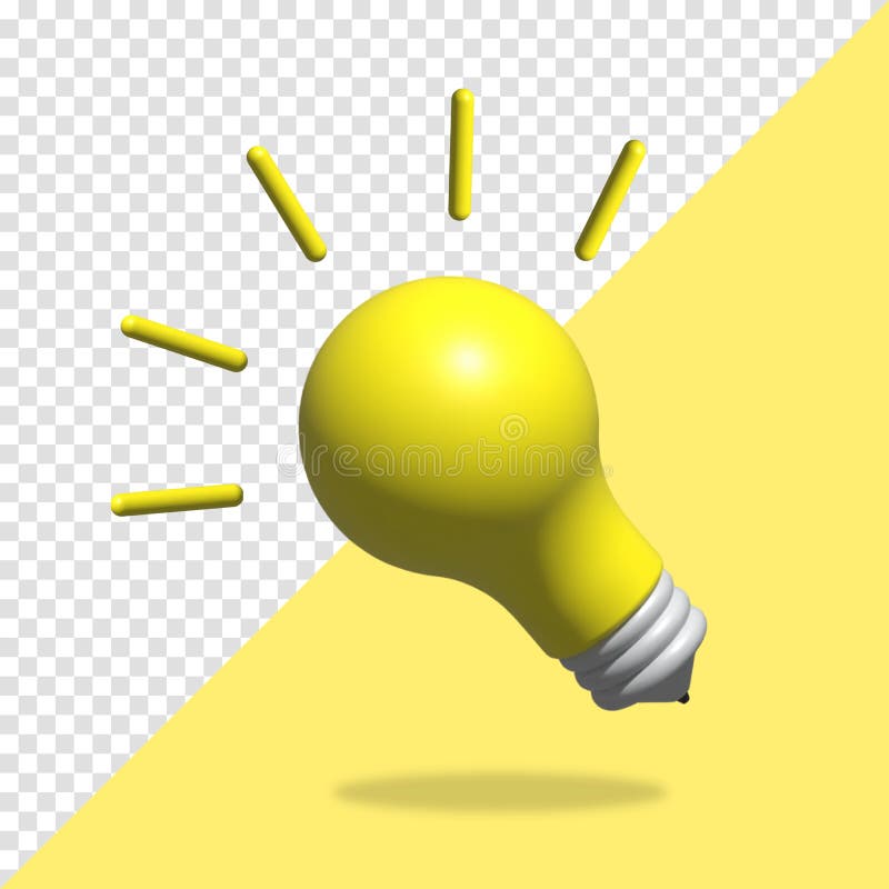 Light Bulb Idea Concept Top View on Yellow Background. 3D Rendering ...