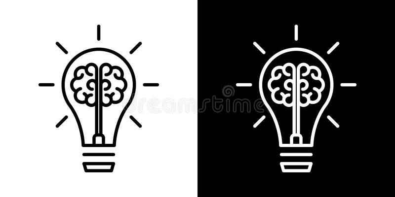Light Bulb Idea Icon. Brain Inside Lightbulb Vector - Innovation and ...