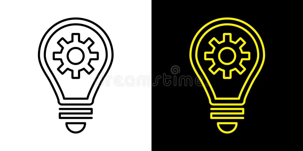 Light Bulb Idea Icon. Brain Inside Lightbulb Vector - Innovation and ...