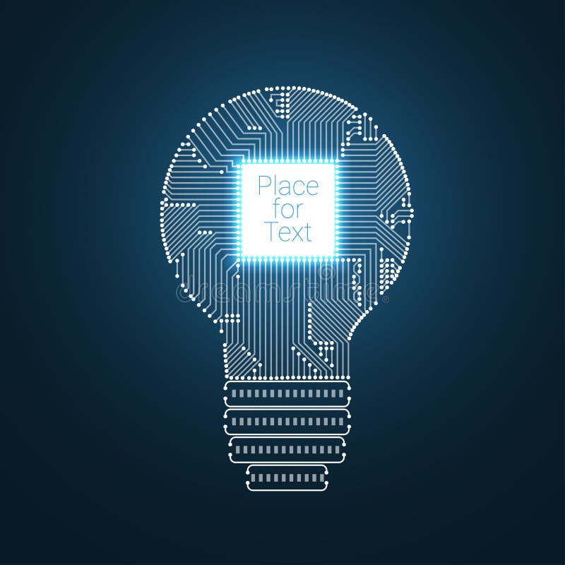 Light Bulb Idea Icon with Circuit Board Inside Stock Vector ...