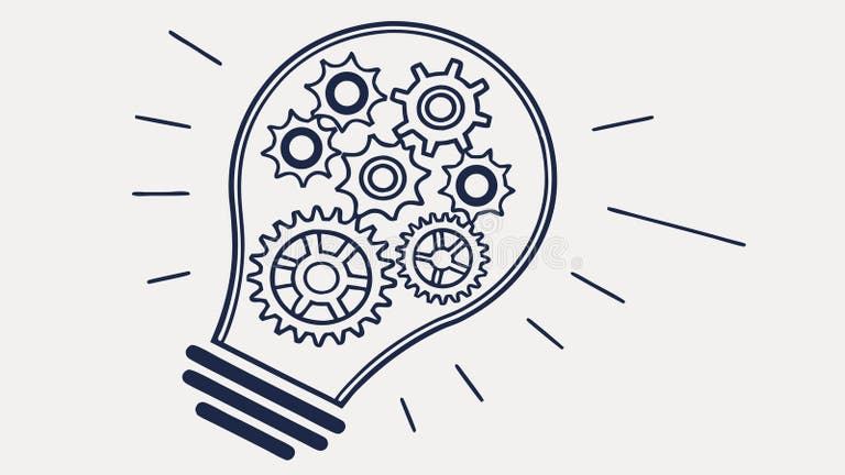 A Light Bulb Idea Icon Containing Cogs and Gears Vector Outline. Vector ...