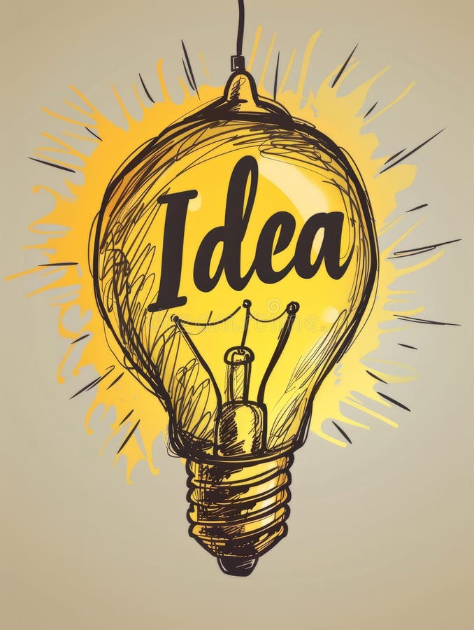 A Light Bulb with Idea Written Inside, Glowing. Stock Image - Image of ...