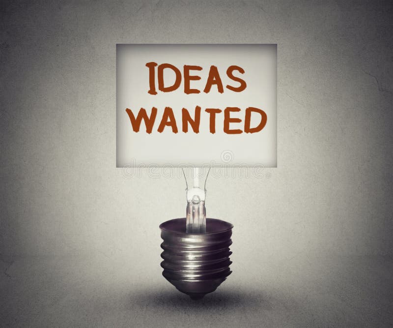 Light Bulb with Ideas Wanted Message Stock Image - Image of concept ...