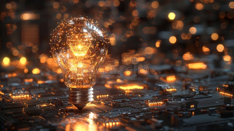 A Light Bulb Illuminated with a Brain Design, Representing Innovation ...