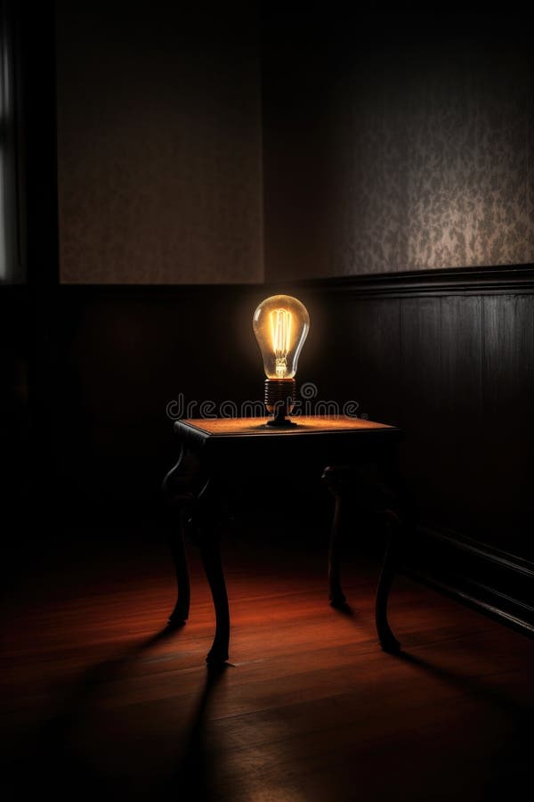 Light Bulb Illuminating a Dark Room Stock Illustration - Illustration ...