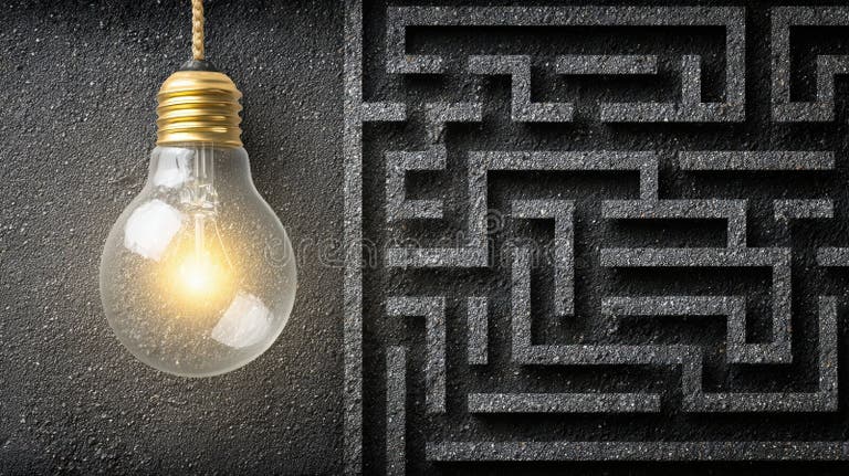 Light Bulb Illuminating Maze Pattern in a Creative Design Setting Stock ...