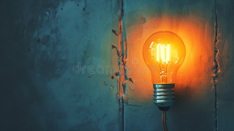 Light Bulb Illuminating on Wall Stock Photo - Image of illuminate ...