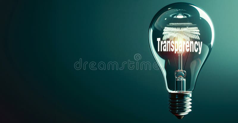 A Light Bulb Illuminating the Word Transparency, Fading into the ...
