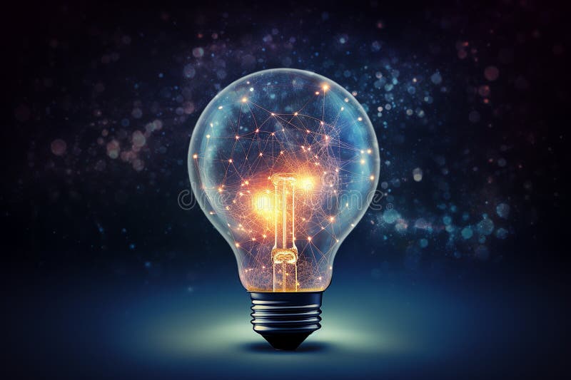 Light Bulb, Infographic Light Bulb with Huge Amount of Astronomical ...